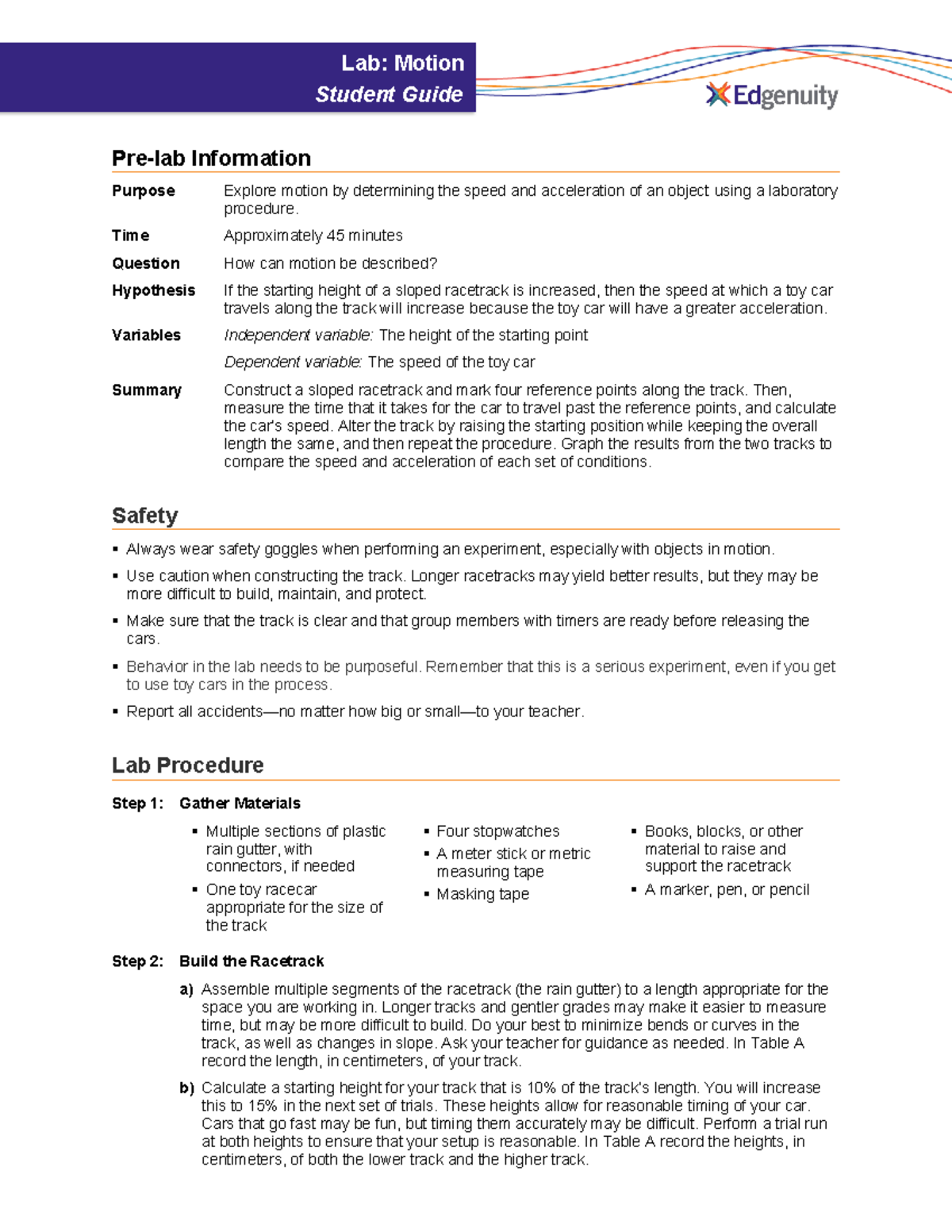 Lab-Motion-student guide - Lab: Motion Student Guide Pre-lab ...