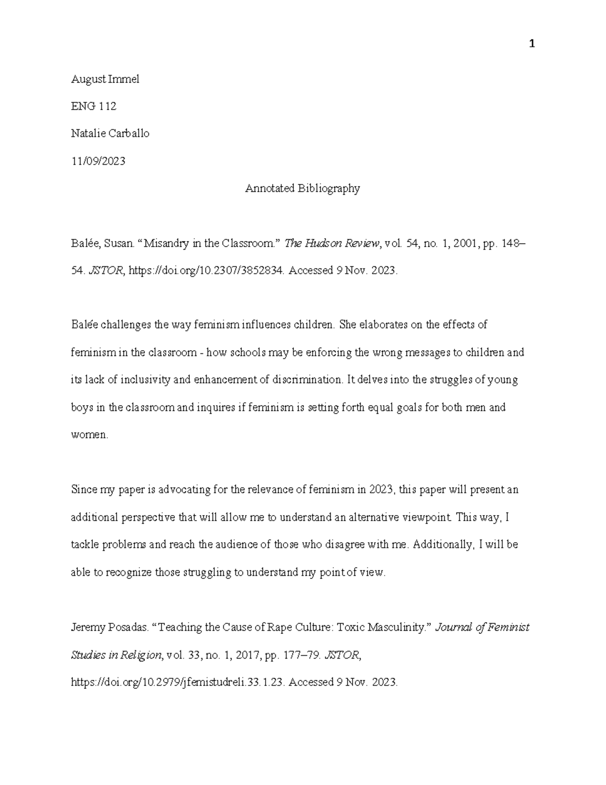 Annotated Bib - August Immel ENG 112 Natalie Carballo 11/09/ Annotated ...