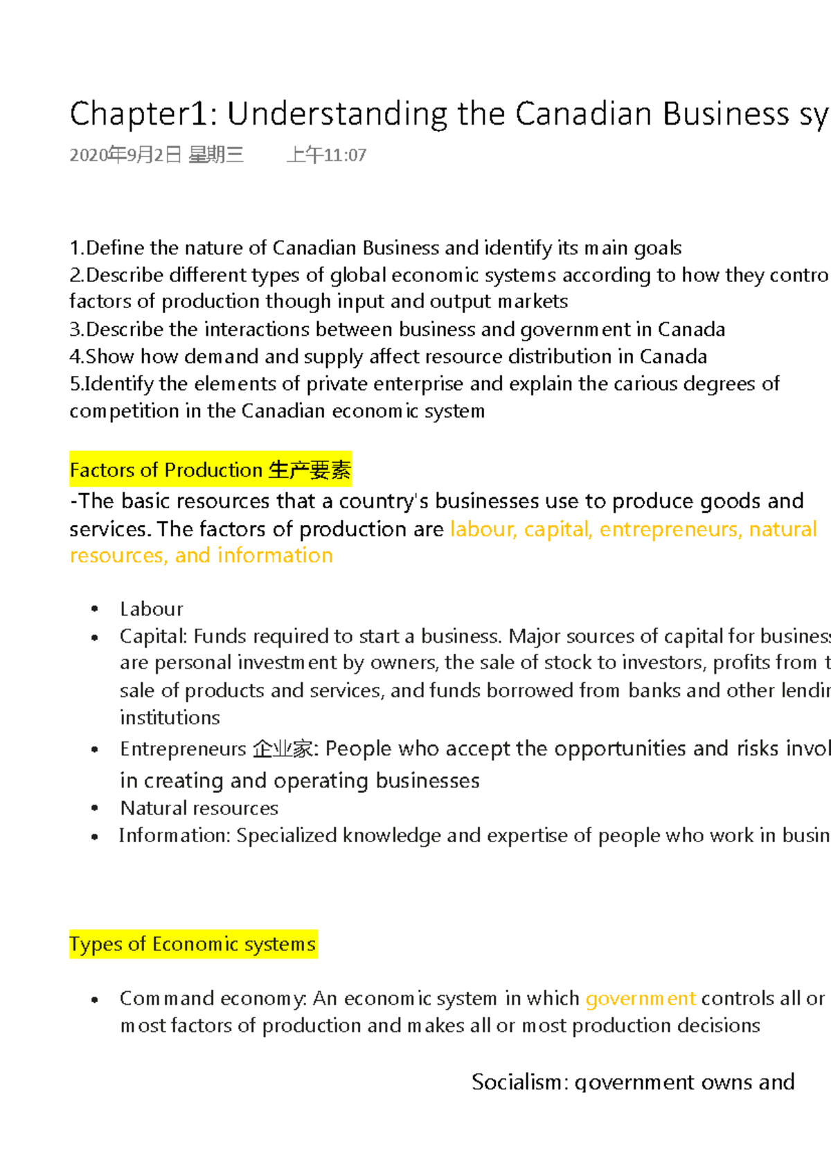 Chapter 1 Understanding the Canadian Business system - 1 the nature of ...