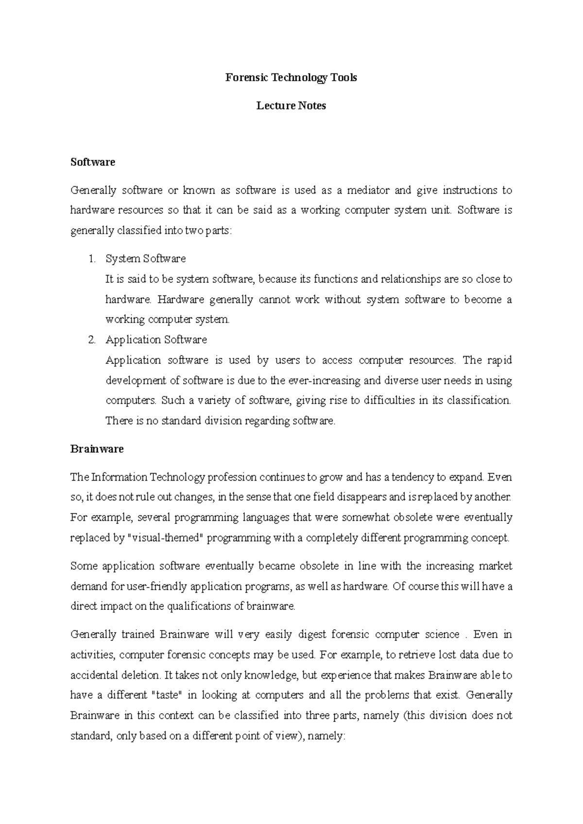 Forensic Technology Tools - Forensic Technology Tools Lecture Notes ...