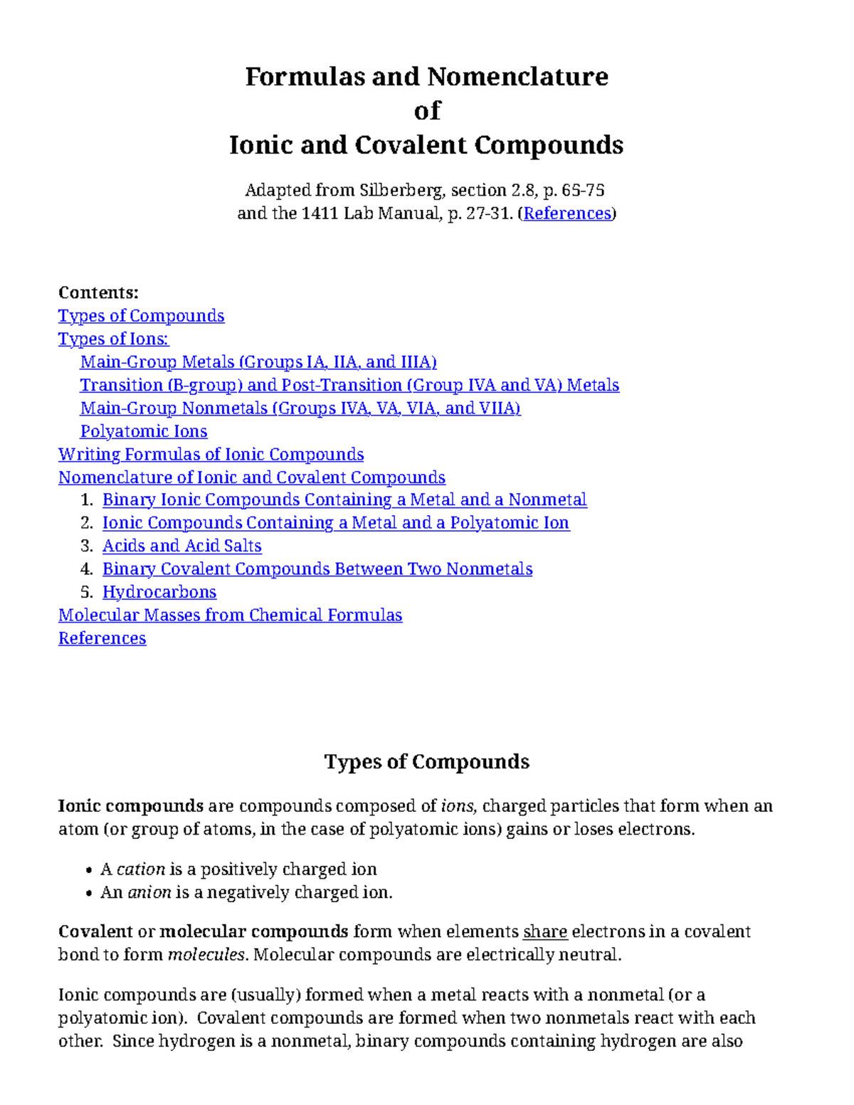 Formulas and Nomenclature of Ionic and Covalent Compounds - Formulas ...