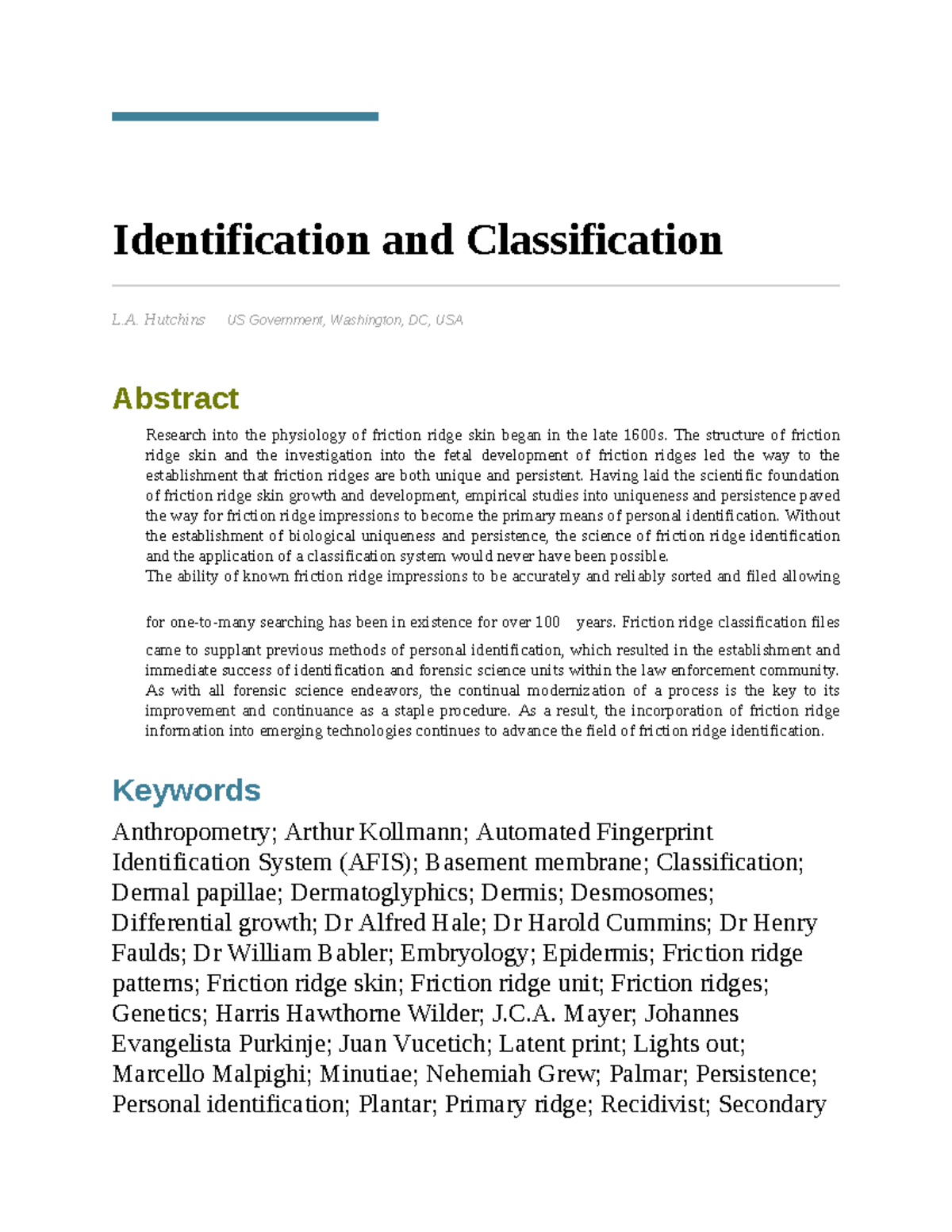 Forensic Fingerprints Identification And Classification Identification And Classification L