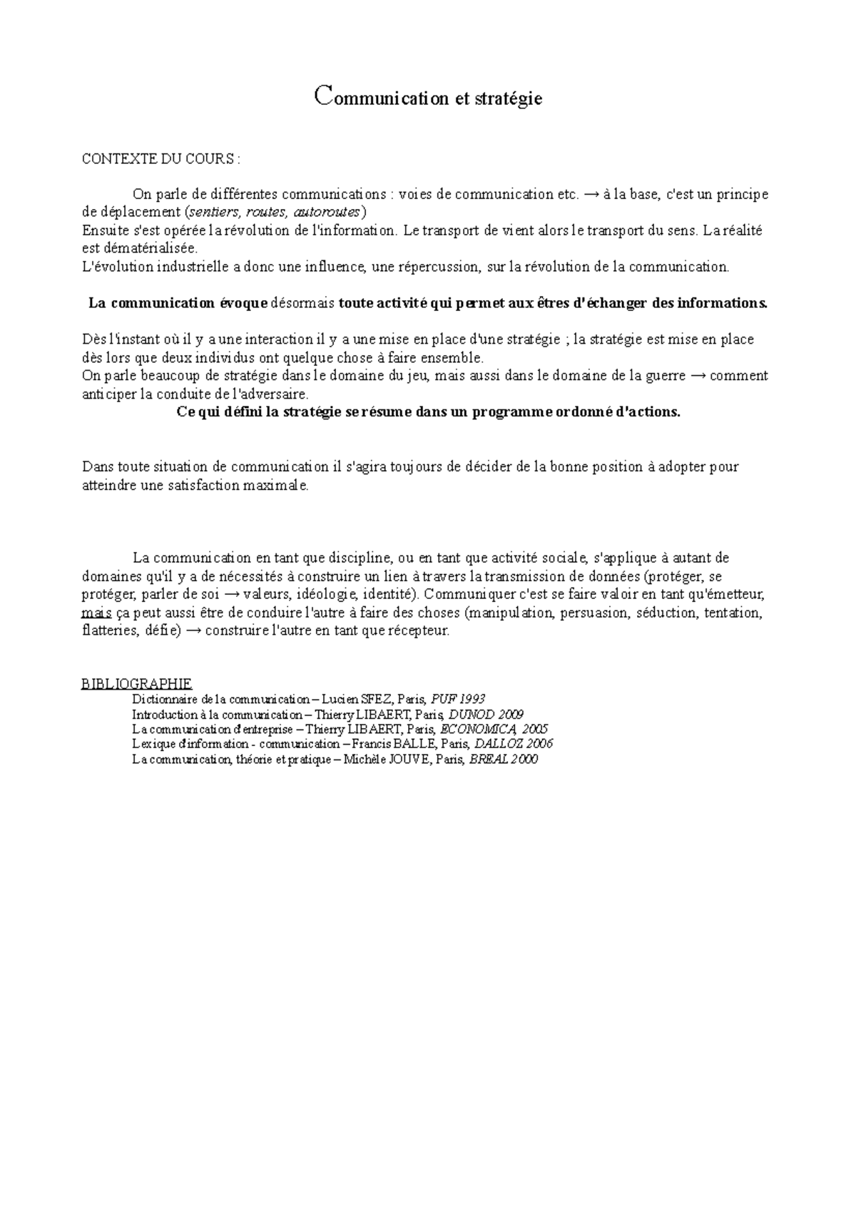Introduction à la communication - Communication et CONTEXTE DU COURS ...