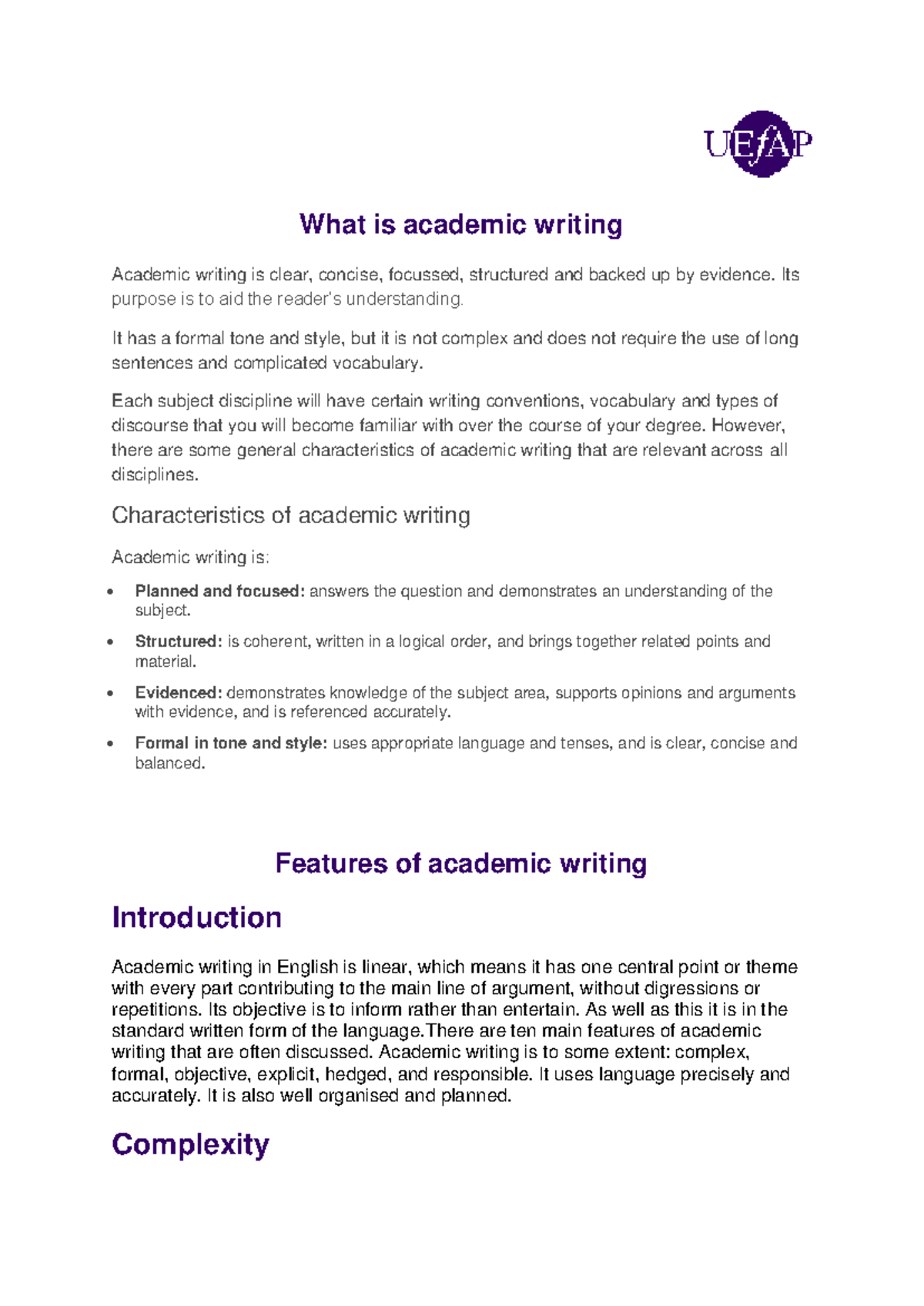 Features of academic writing - What is academic writing Academic ...
