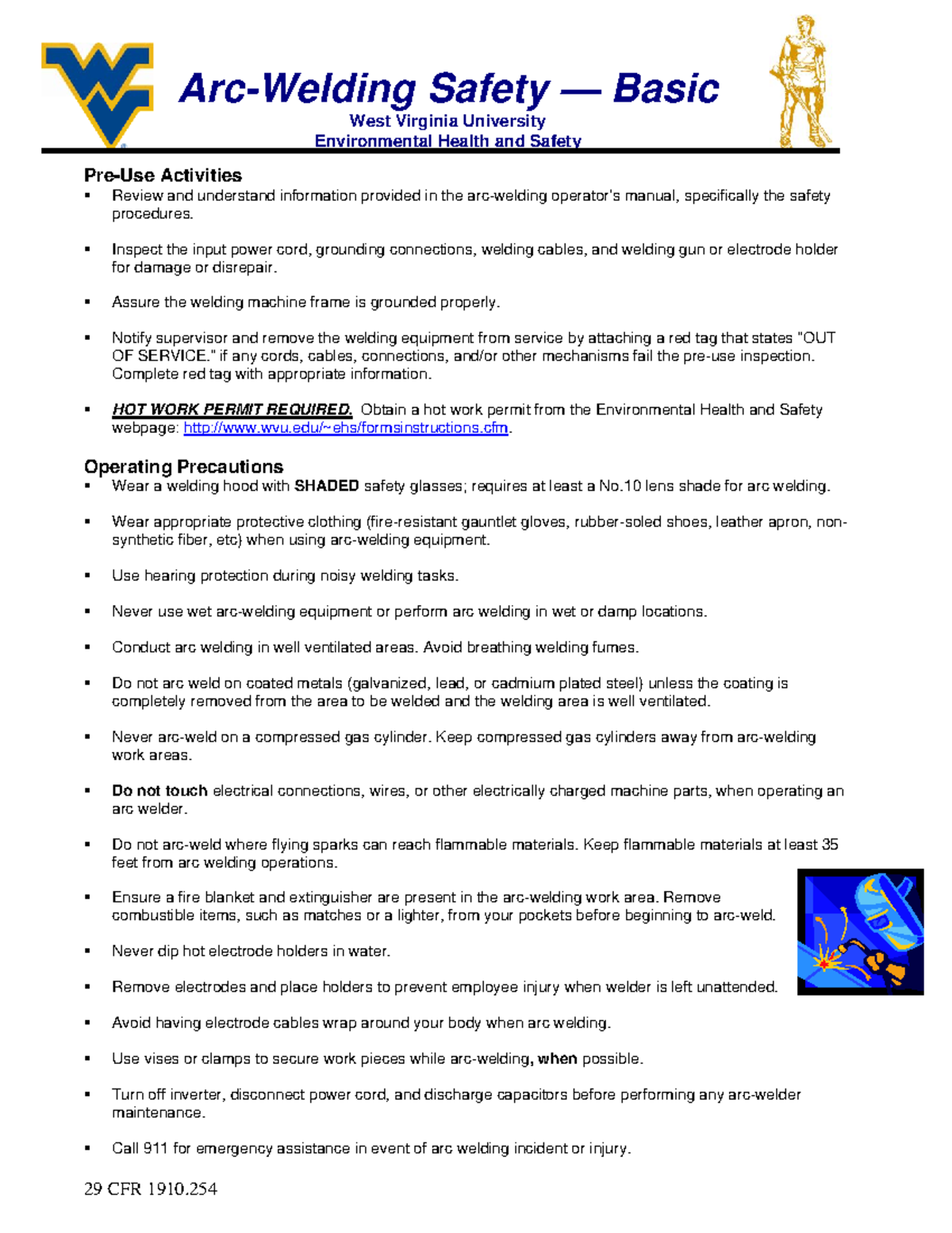 Arc Welding Safety Guidelines - WVU - Arc-Welding Safety — Basic West ...