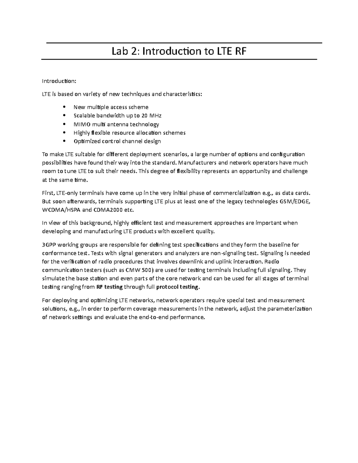 TCOM8030-Lab 2 Introduction to LTE RF testing - Copy - Lab 2 ...