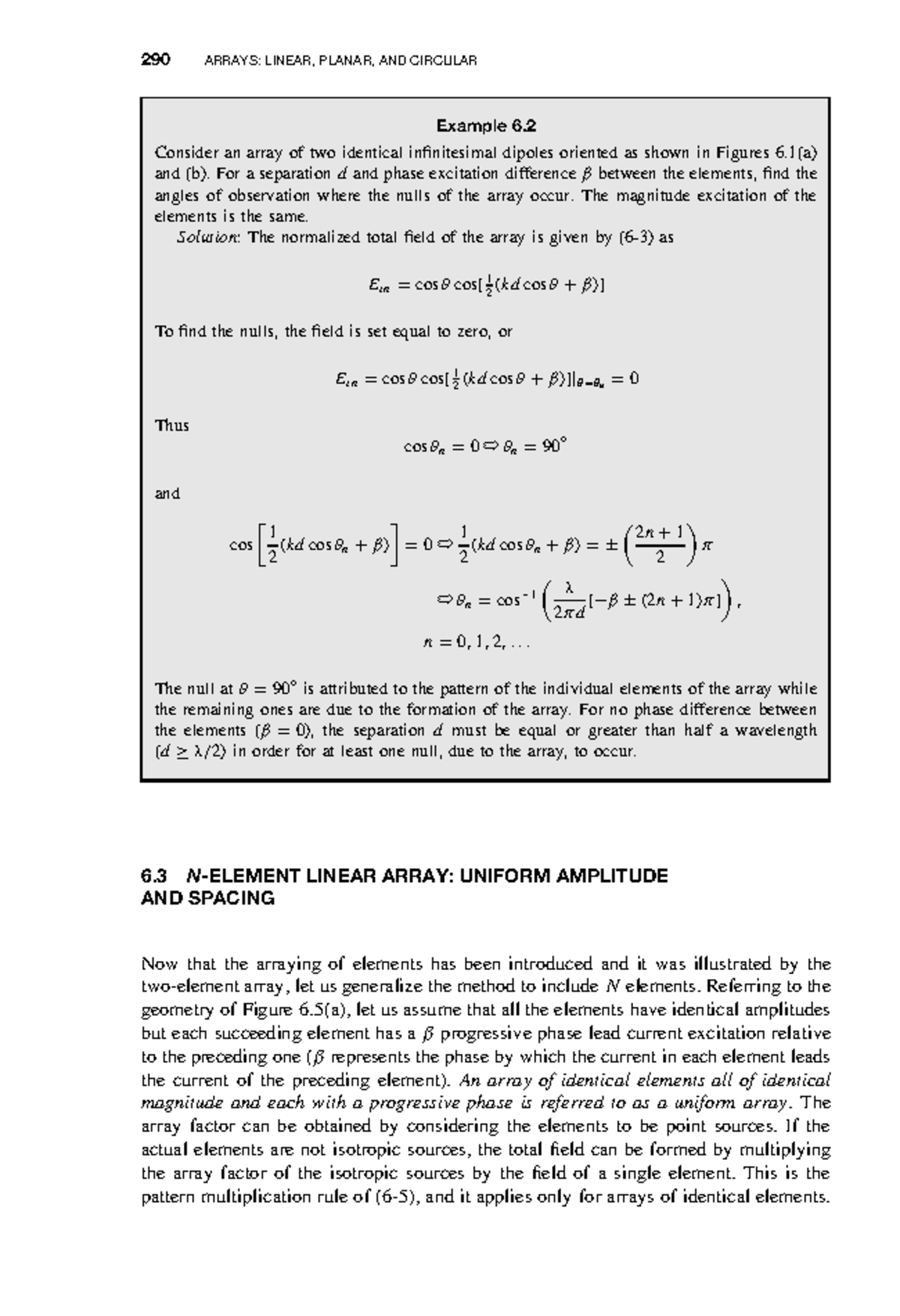 Antenna Theory - Analysis and Design-303-316 - 290 ARRAYS: LINEAR, PLANAR, AND CIRCULAR Example ...