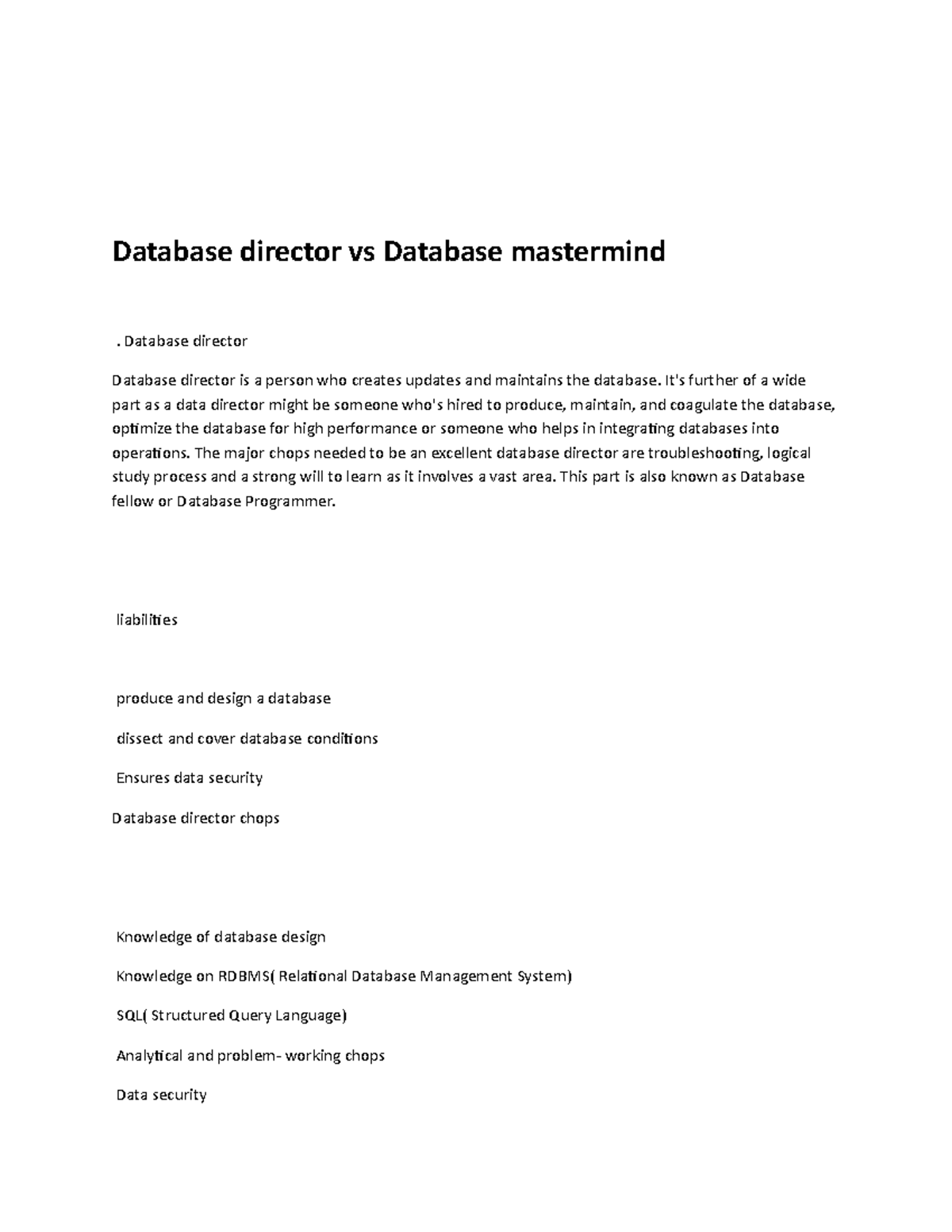 Database director vs Database mastermind - Database director Database ...