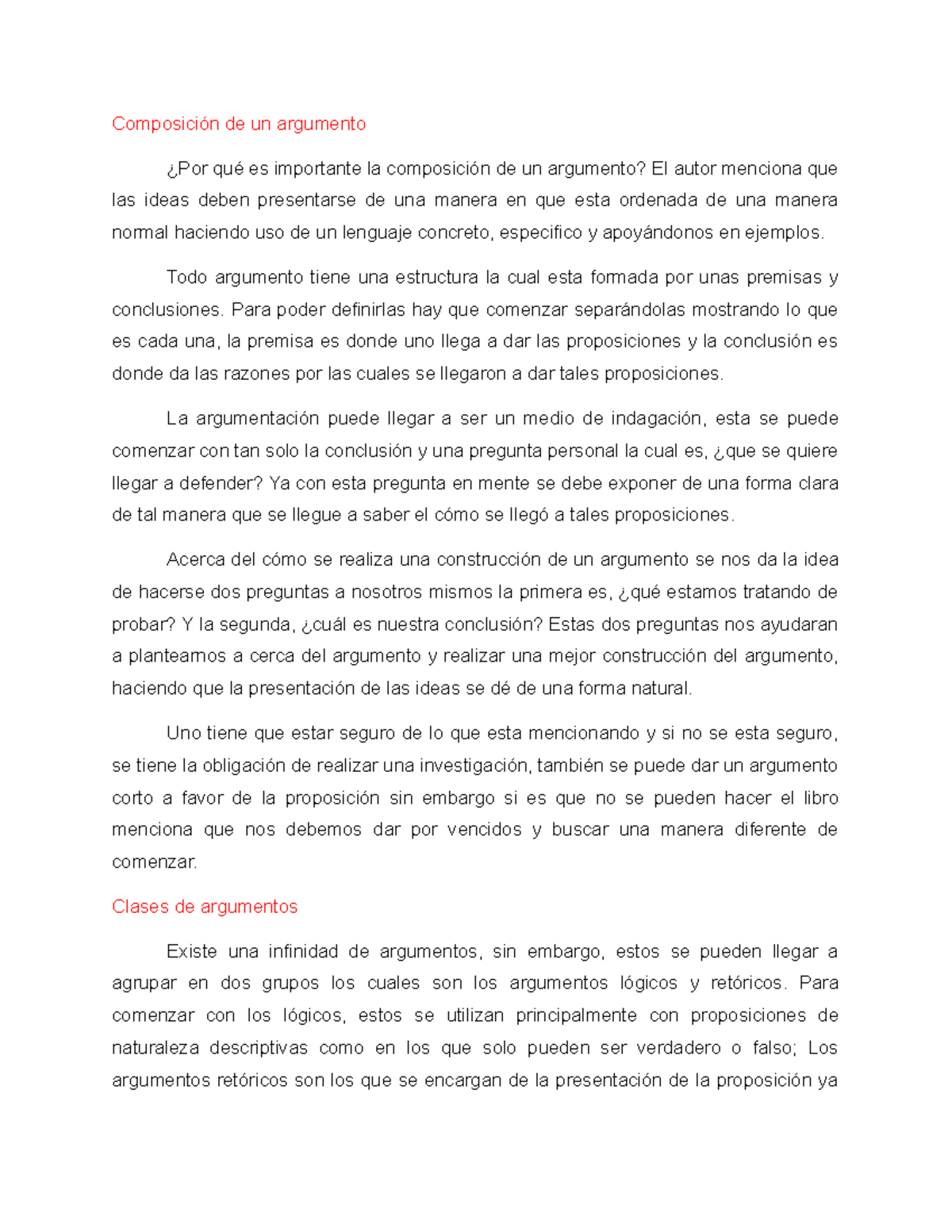 Composición de un argumento - Composición de un argumento ¿Por qué es ...