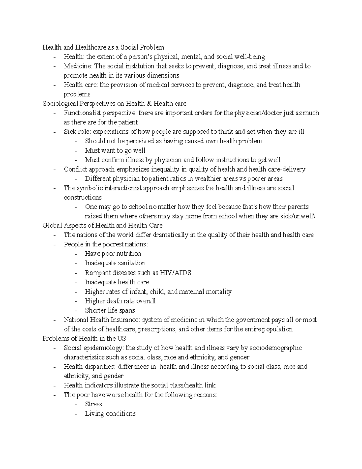 Social probs health/healthcare - Health and Healthcare as a Social ...