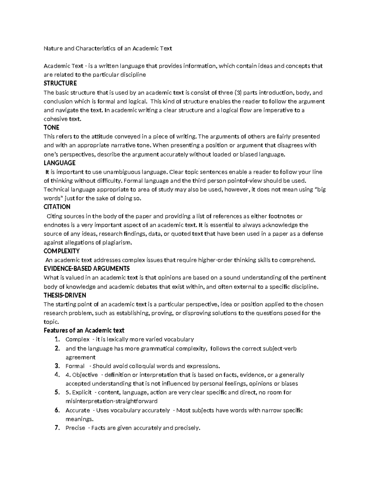 Q1-pointers - EAPP - Nature and Characteristics of an Academic Text ...