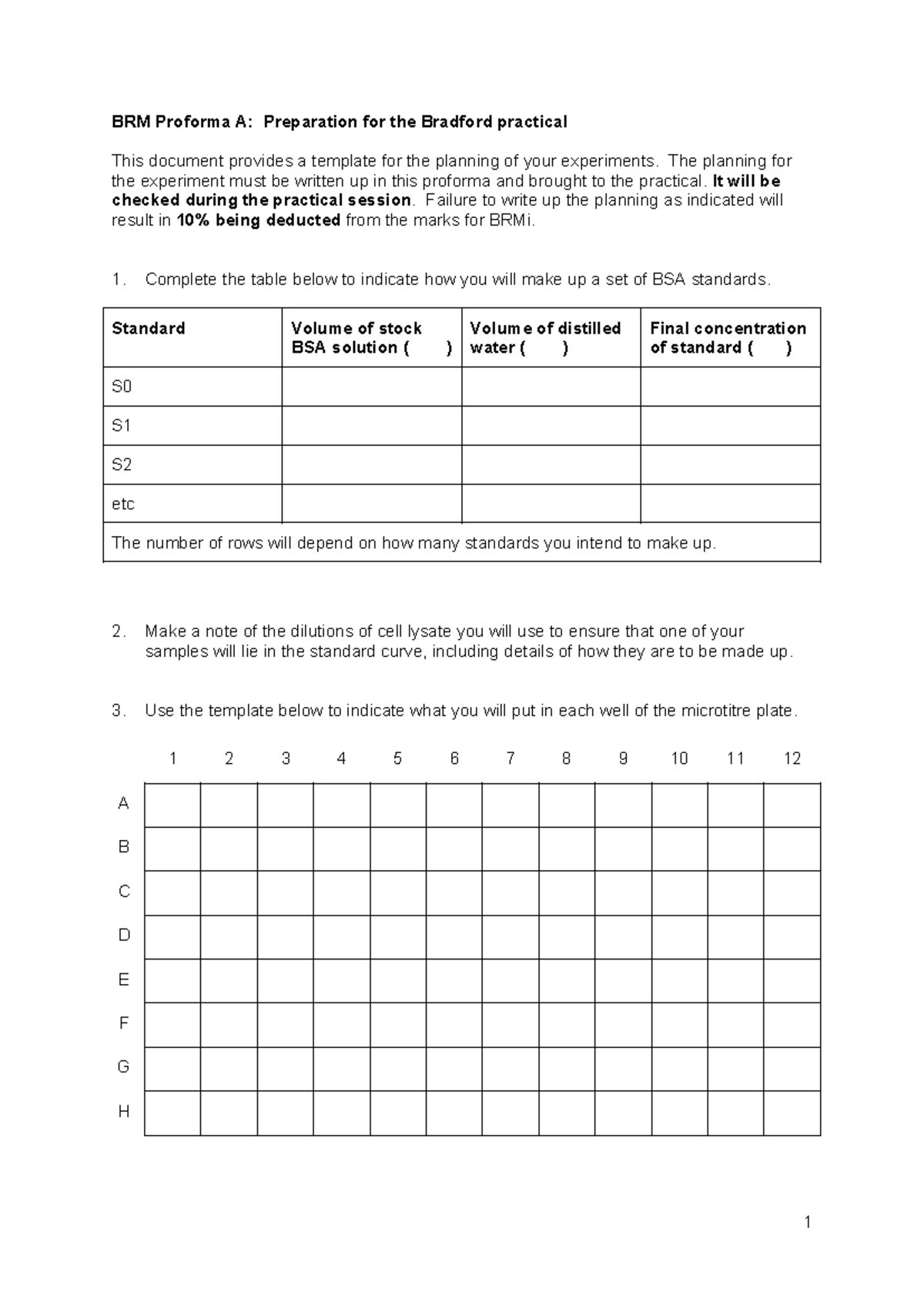 BRM Proforma A - Preparation for the Bradford practical-1-1 - BRM ...