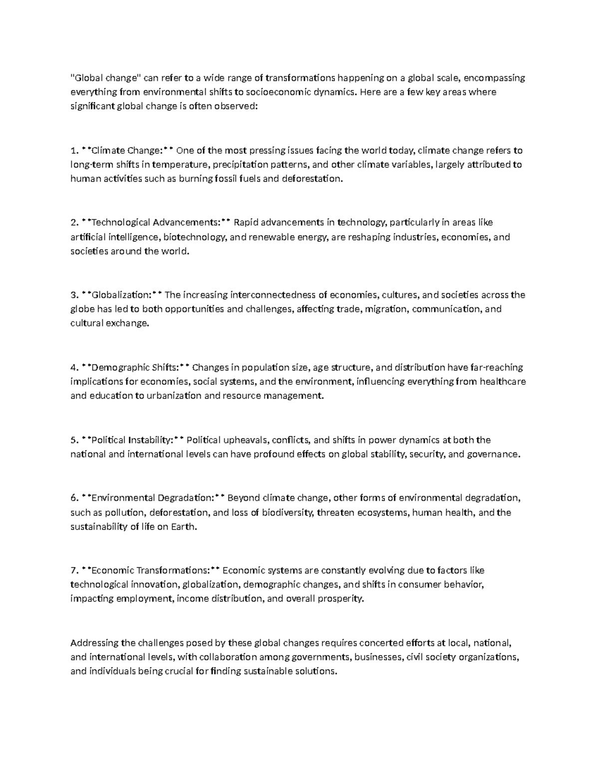 Global change - "Global change" can refer to a wide range of ...