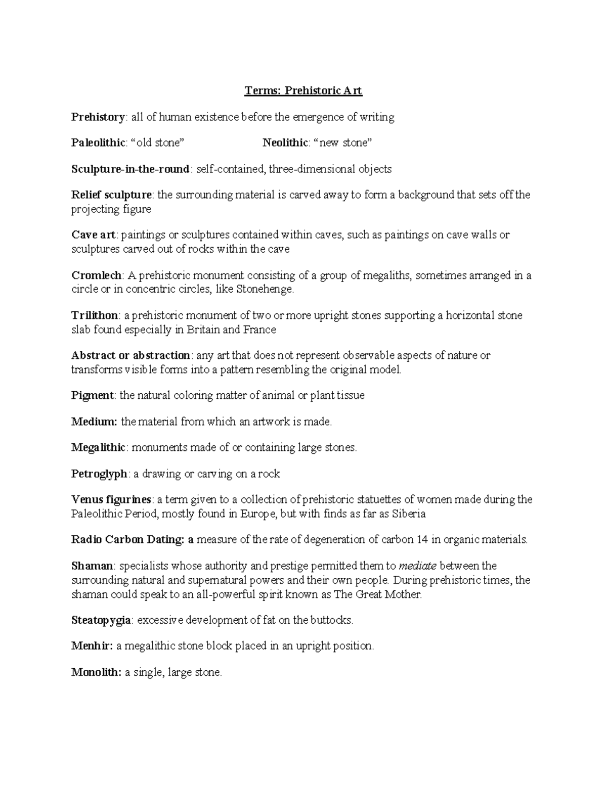 Prehistoric Art Terms - Terms: Prehistoric Art Prehistory : all of ...