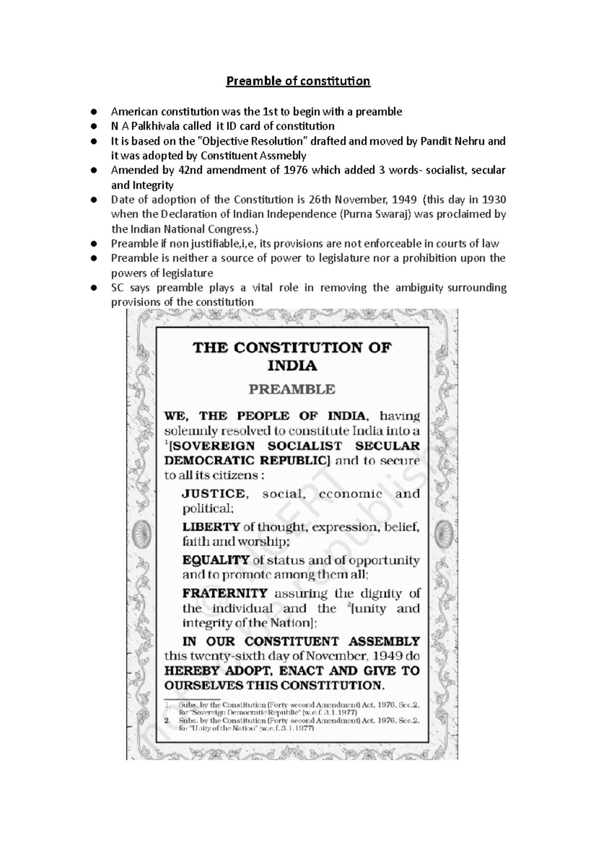 Preamble of constitution- Some important points to remember - Preamble ...