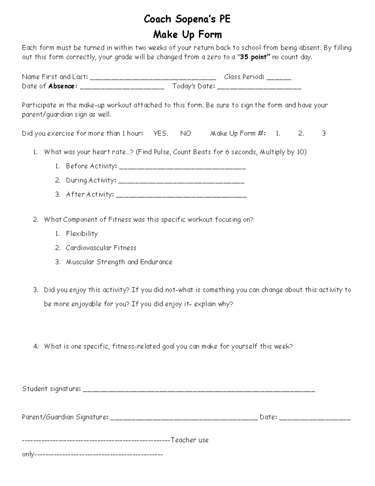 Sopena+Make+Up+Form-1 - Coach Sopena’s PE Make Up Form Each form must ...