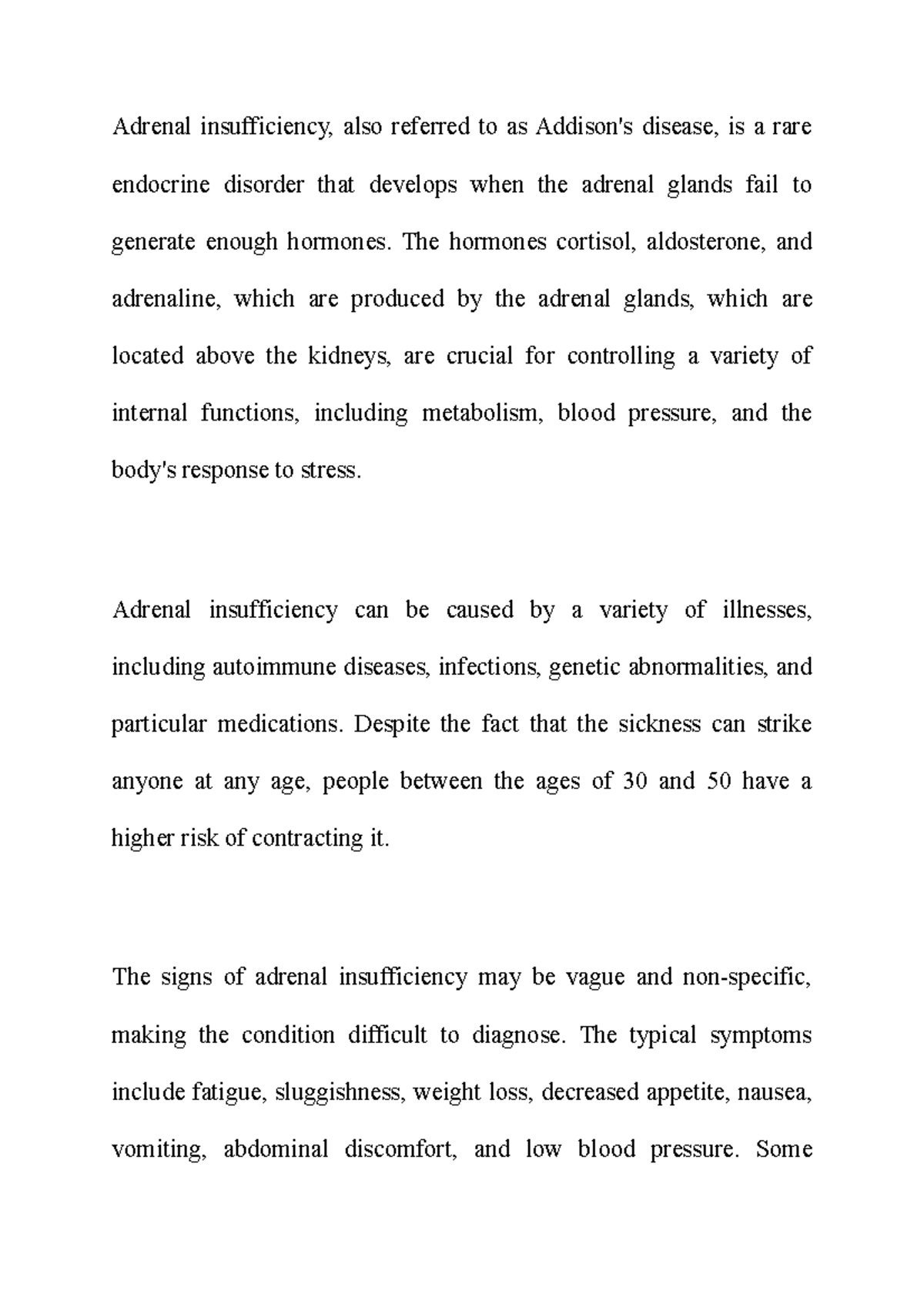 Adrenal insufficiency 1 - The hormones cortisol, aldosterone, and ...