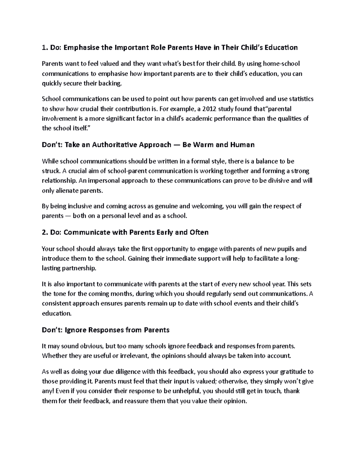 1. Do Emphasis-WPS Office - 1. Do: Emphasise the Important Role Parents ...