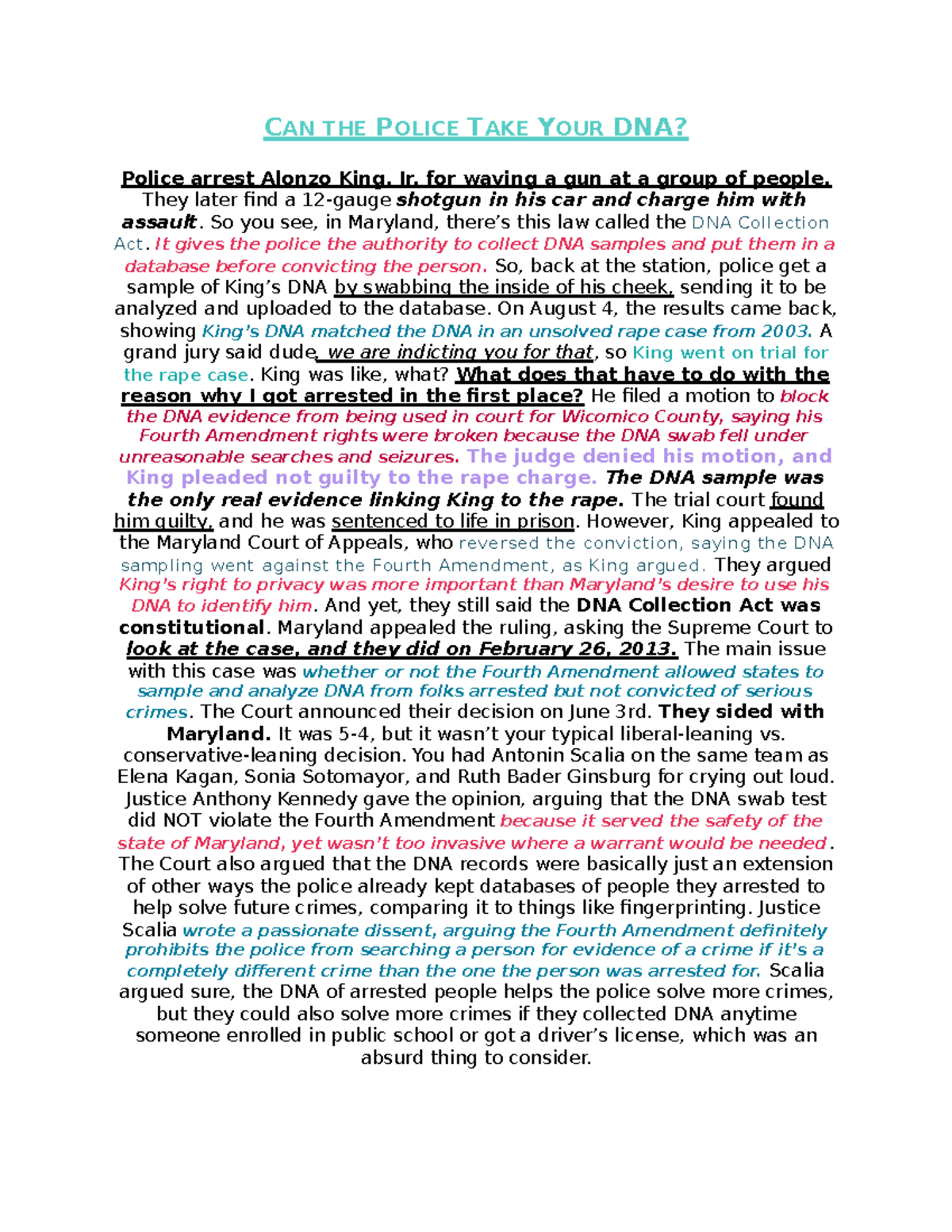 Can the Police Take Your DNA trancript - CAN THE POLICE TAKE YOUR DNA ...