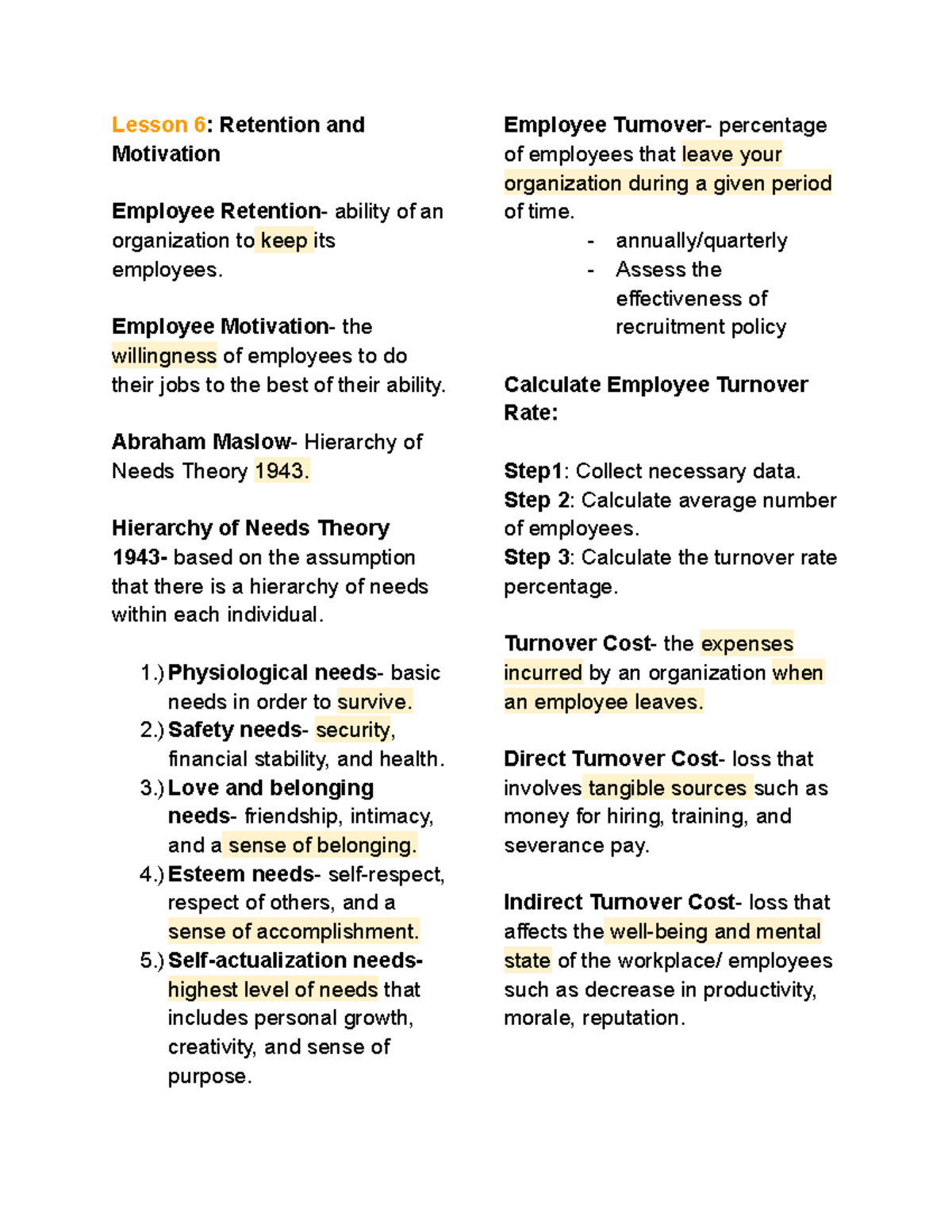 Lesson 6 Retention and Motivation - Lesson 6: Retention and Motivation ...