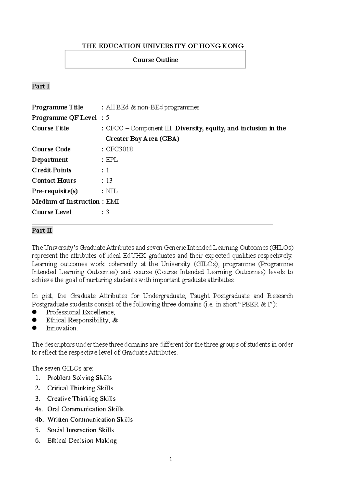 CFC3018 (EPL) - Course Outline - THE EDUCATION UNIVERSITY OF HONG KONG ...