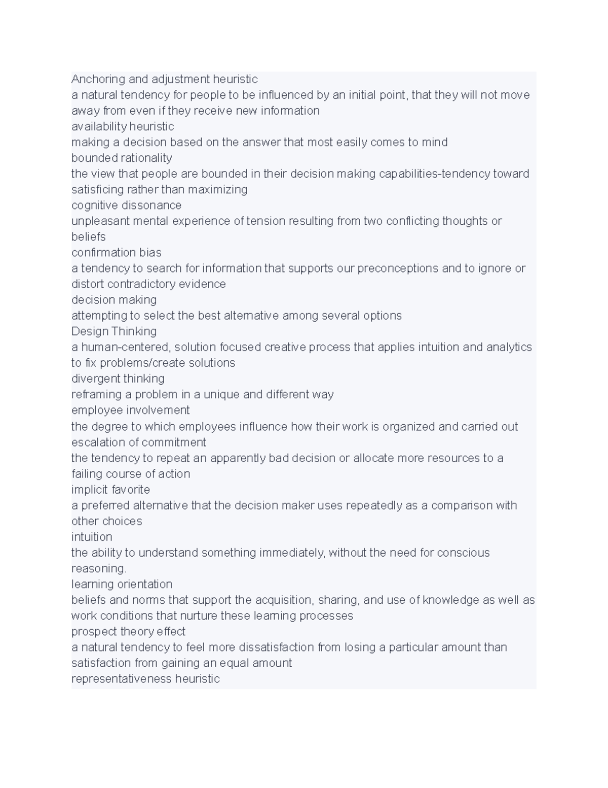 Busi 240 notes professor knowles - Anchoring and adjustment heuristic a ...