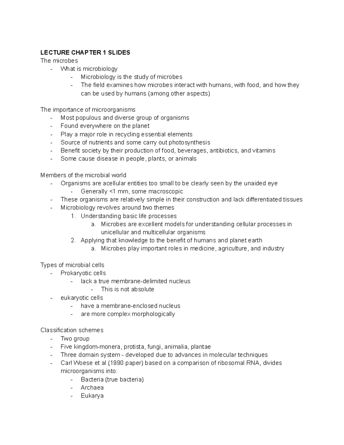 EXAM 1 notes - LECTURE CHAPTER 1 SLIDES The microbes - What is ...
