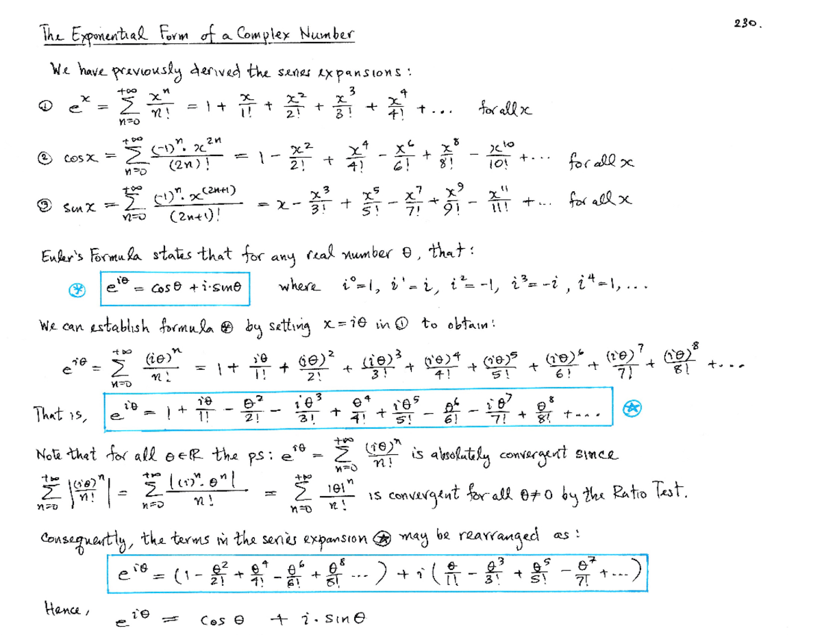 Complex Exp - lecture slides notes - MATH 152 - Studocu