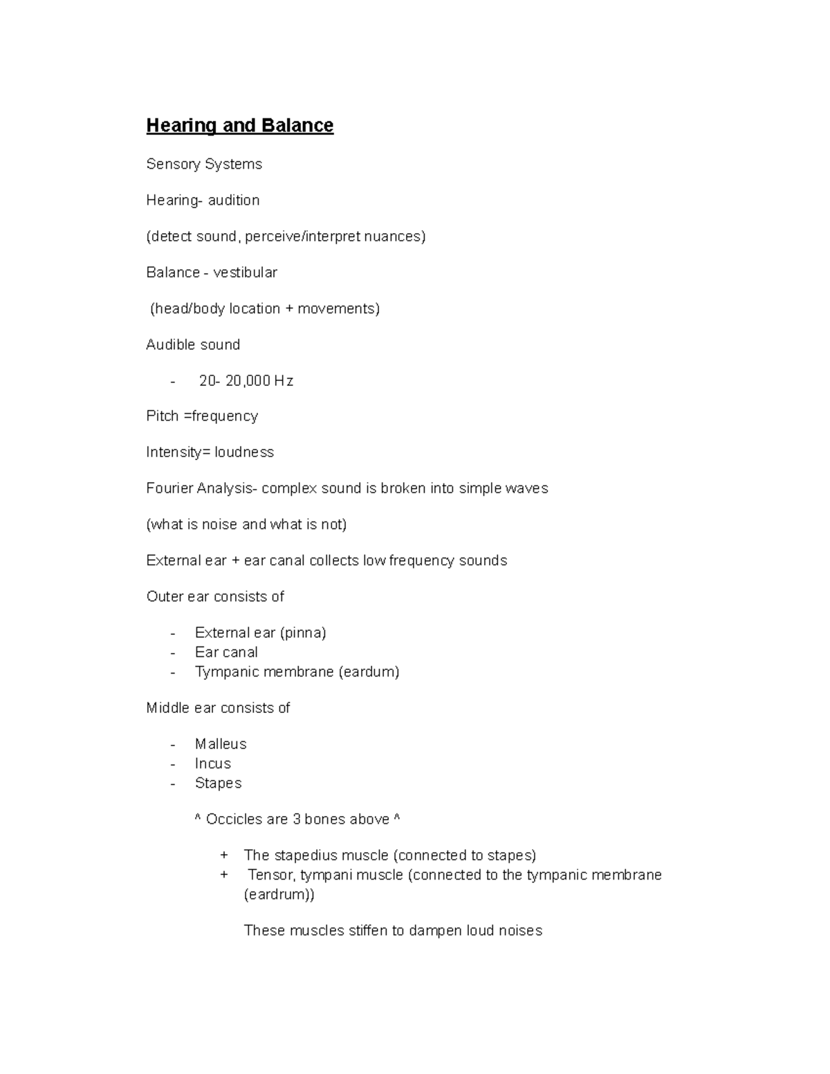 Hearing and Balance - Hearing and Balance Sensory Systems Hearing ...