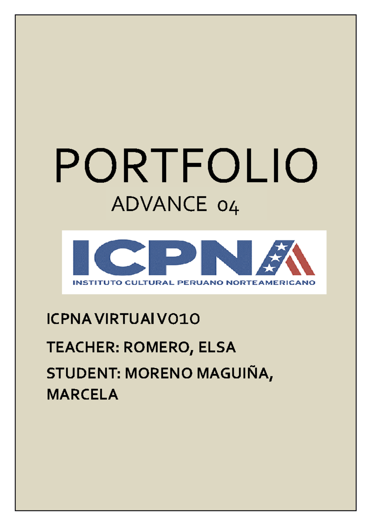 Portfolio AG1 - Trabajo 1 - PORTFOLIO ICPNA VIRTUAl V 010 TEACHER ...