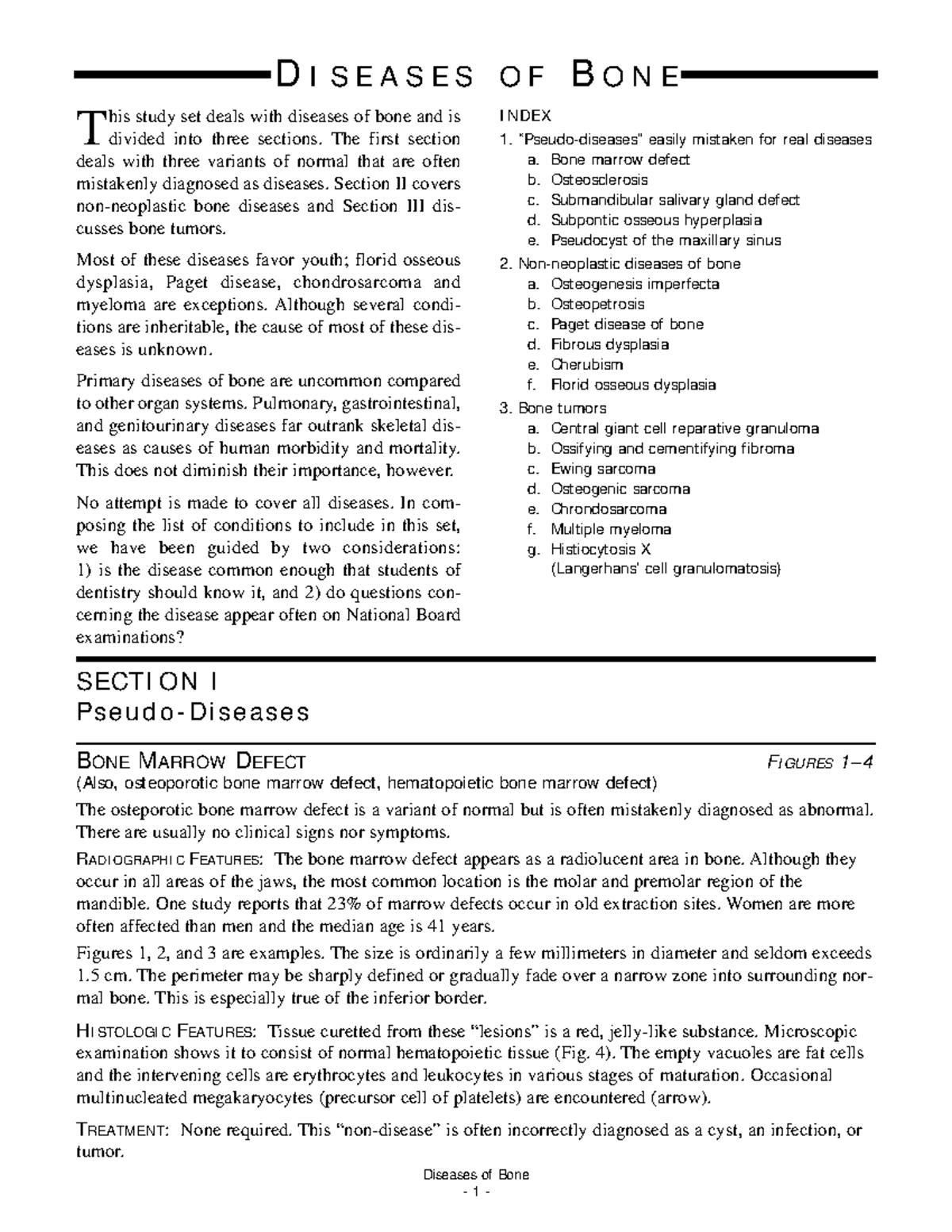 Bone Diseases - lecture notes - T his study set deals with diseases of ...