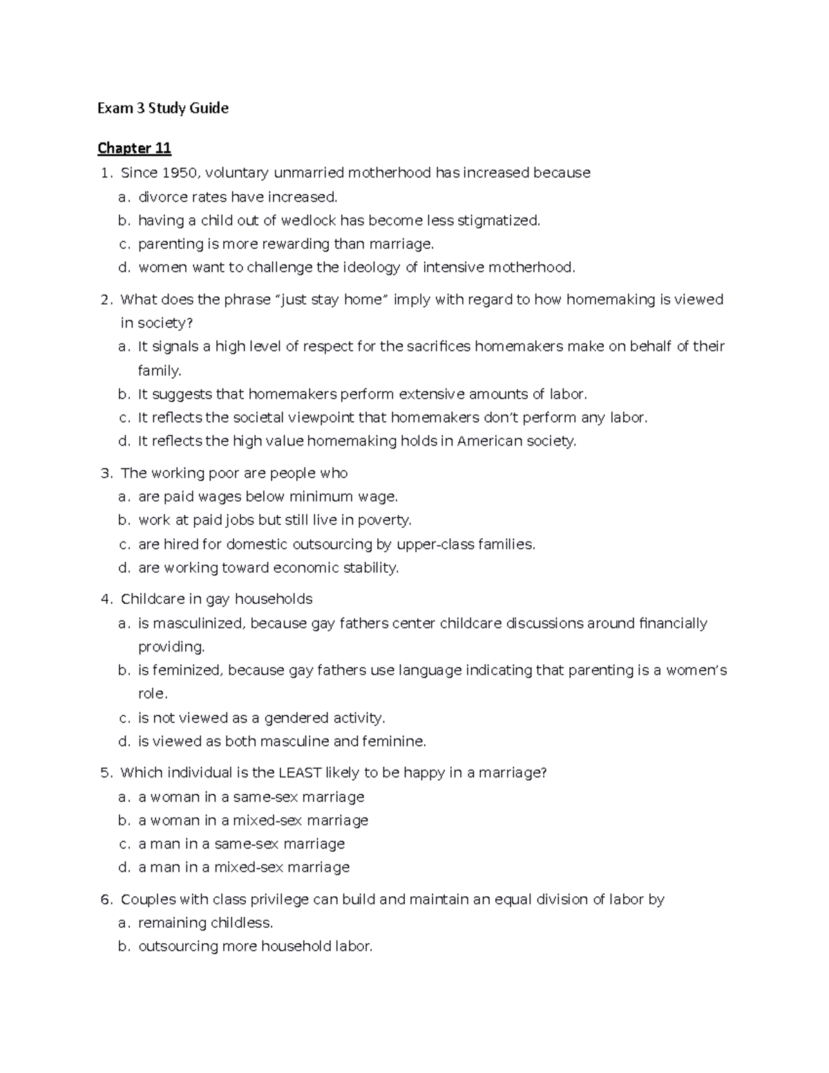 Study Guide 3 - PRactice questions - Exam 3 Study Guide Chapter 11 ...