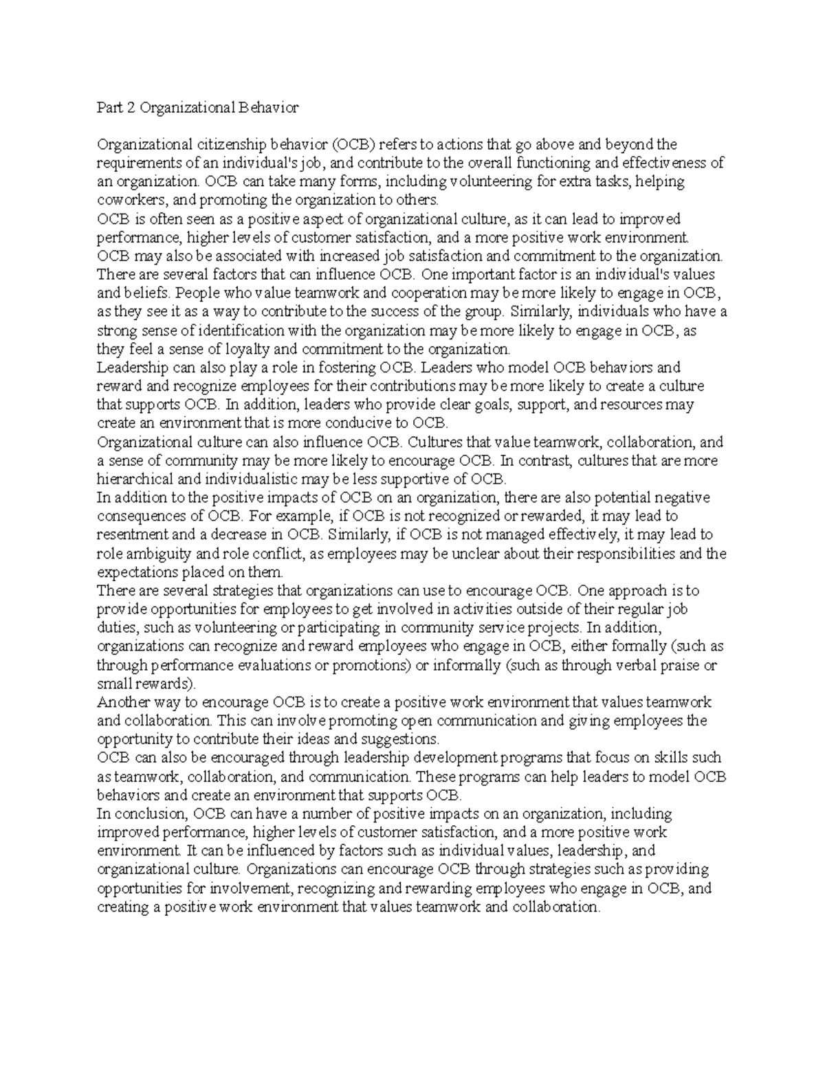 Part 2 Organizational Behavior - Part 2 Organizational Behavior ...