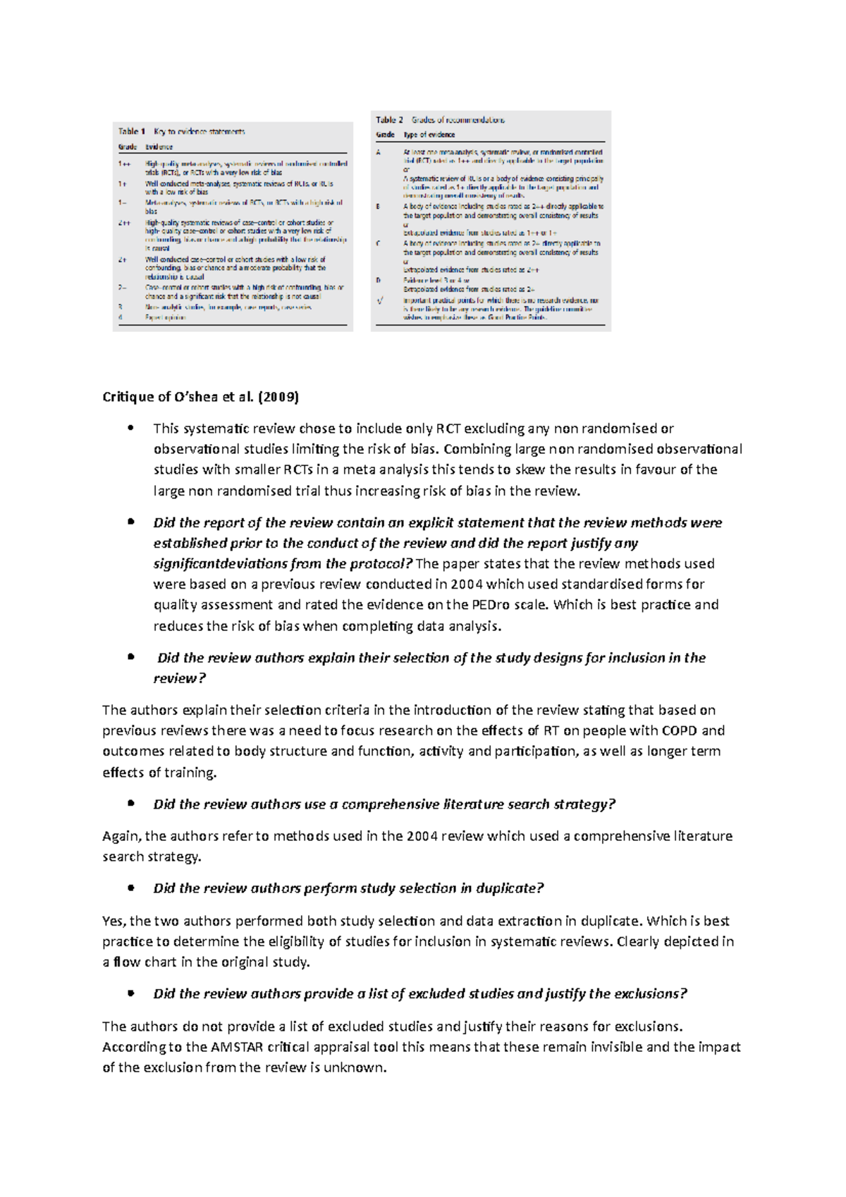 VIVA notes - Nm@ - Critique of O’shea et al. (2009) This systematic ...