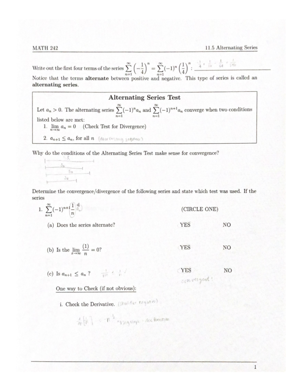 MATH 242 11 - Chapter 11 lesson 5 lecture notes, Dr. Liu - MATH 242 ...