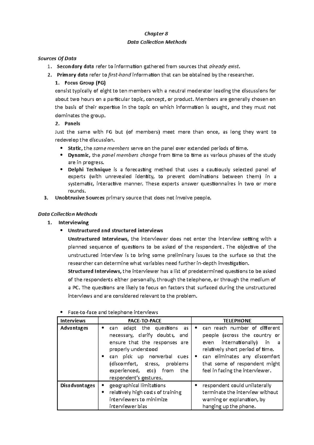 Summary ch 8,10 - Research Methods for Business - Chapter 8 Data ...