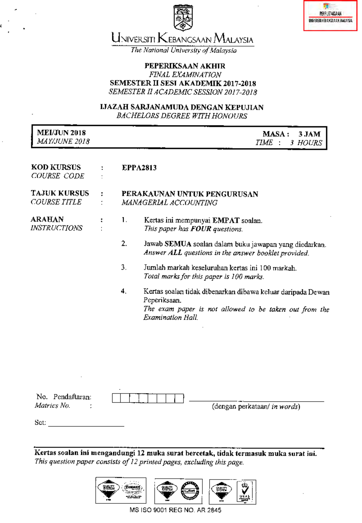 EPPA2813- Perakaunan Untuk Pengurusan - [Si UNIVERSITI KEBANGSAAN ...