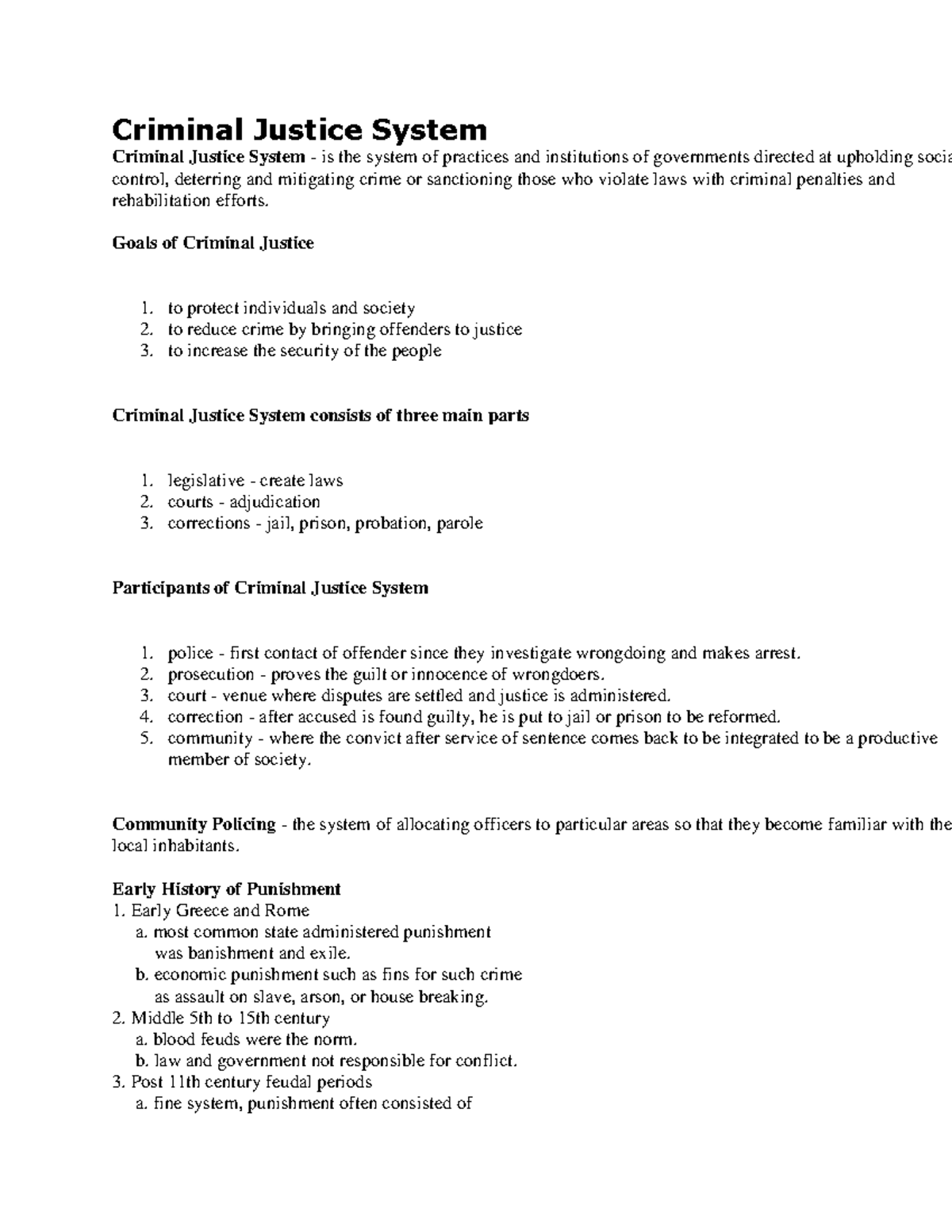 Criminal Justice - Notes - Criminal Justice System Criminal Justice ...