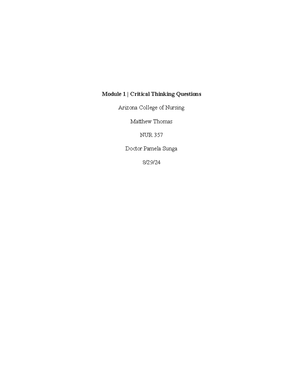 Module 1 Critical Thinking Questions - Module 1 | Critical Thinking ...
