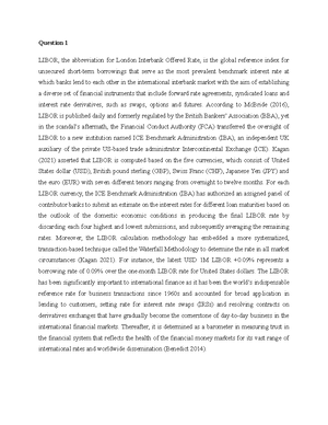 Assignment 1 - Liborgate - What is ‘Libor’ and why is it so important to international finance ...