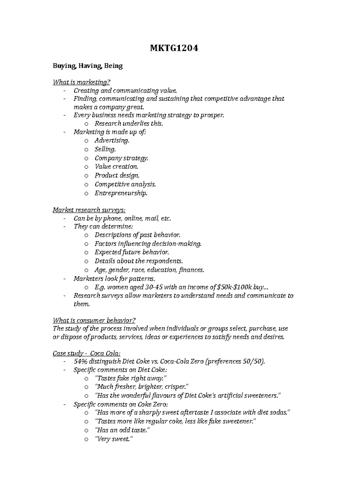 Lecture notes, complete lecture notes designed for exam study - MKTG ...