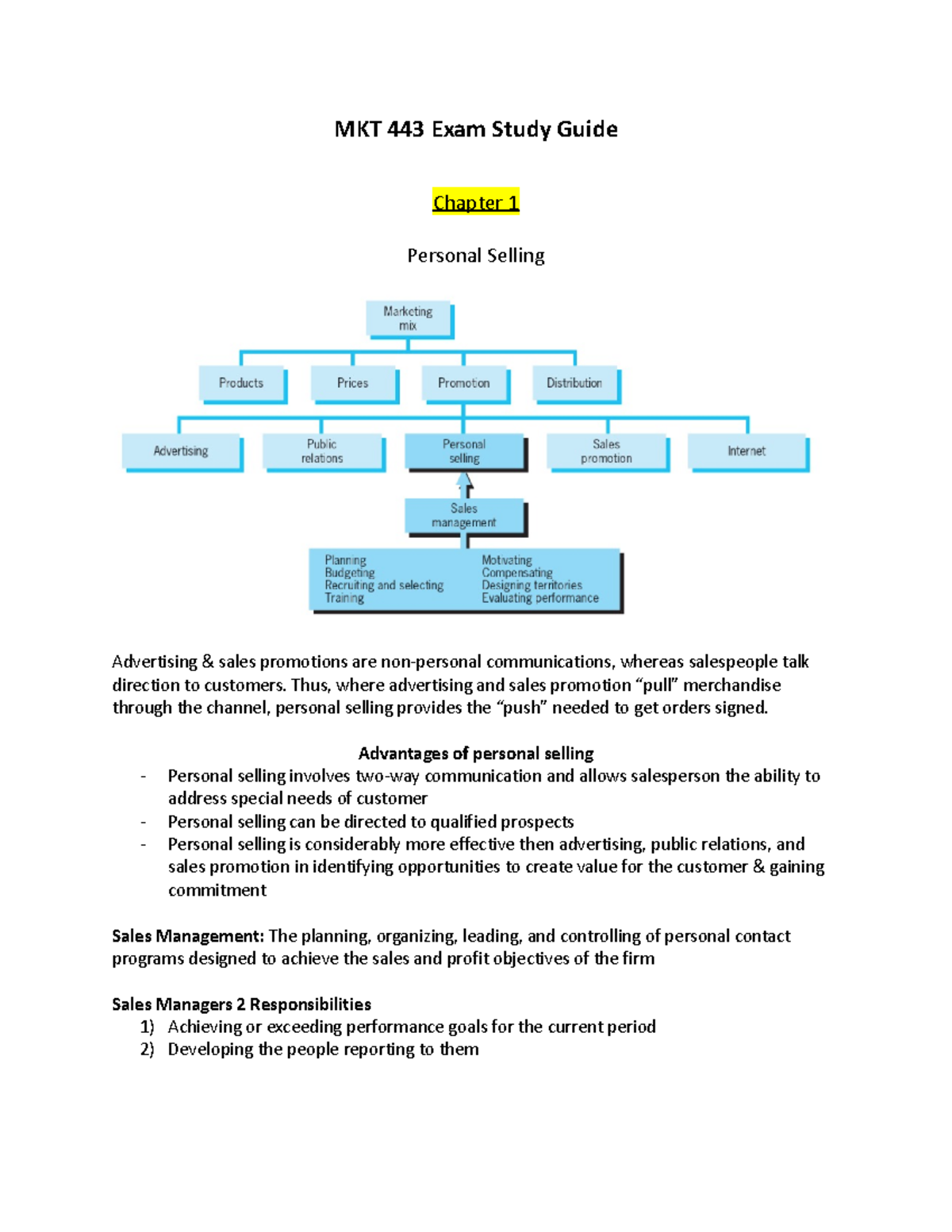 MKT 443 Exam Study Guide - MKT 443 Exam Study Guide Chapter 1 Personal ...