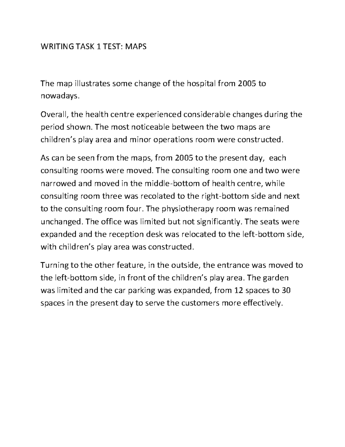 Maps - SDFSDF - WRITING TASK 1 TEST: MAPS The map illustrates some ...