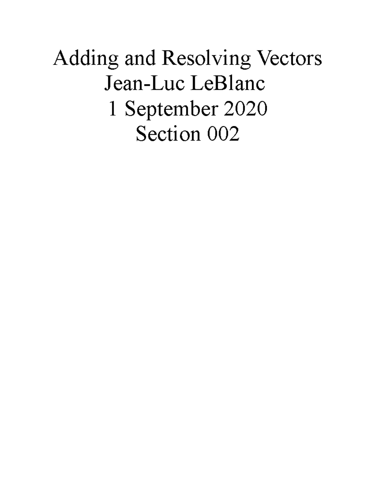 Adding and Resolving Vectors - ENGL 595 - UL Lafayette - Studocu