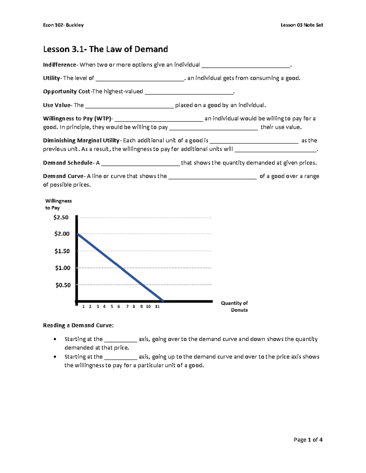 Econ 102 (Intro Micro) Lesson 03 Note Set - Lesson 3- The Law of Demand ...