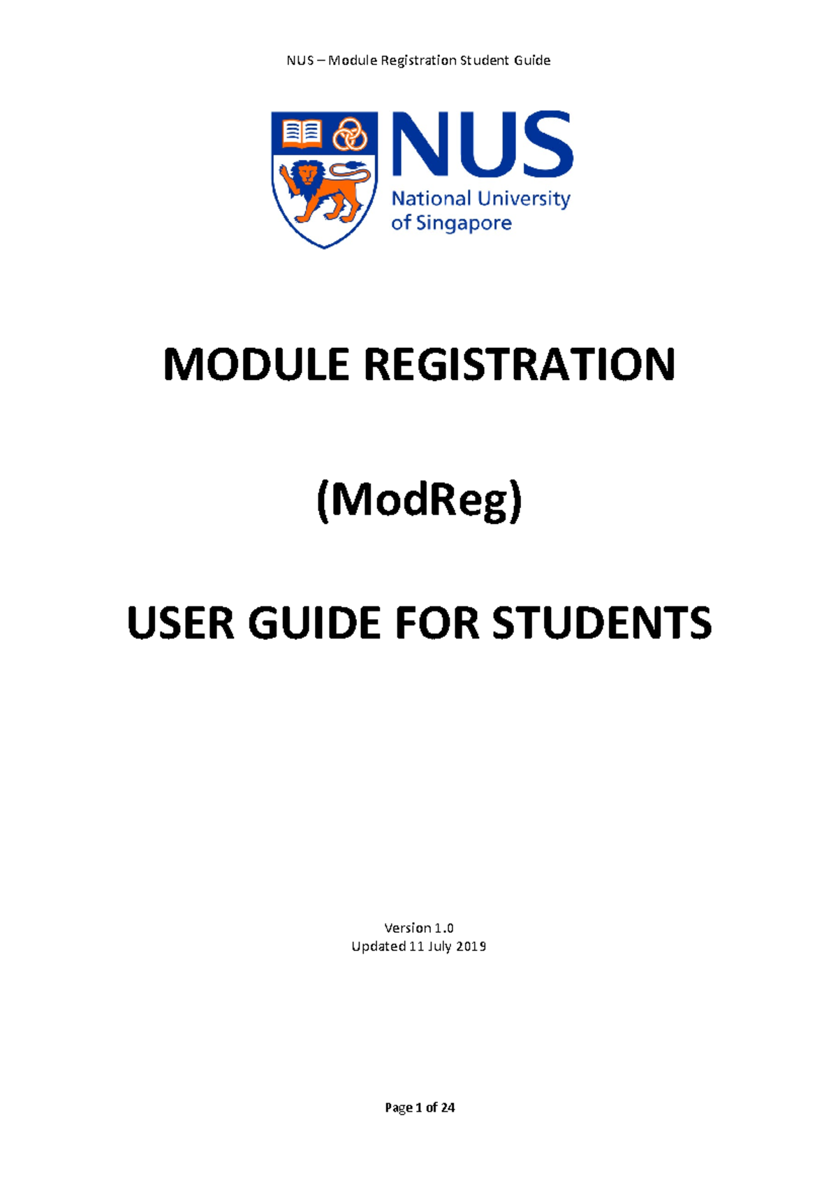 Mod Reg Student User Guide - MODULE REGISTRATION (ModReg) USER GUIDE ...