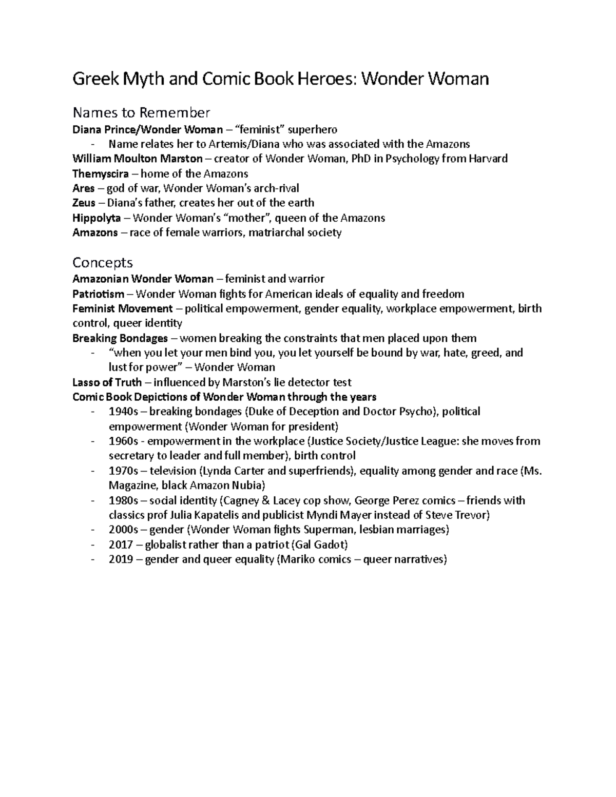 Wonder Woman Greek Myth and Comic Book Heroes Worksheet - Greek Myth ...