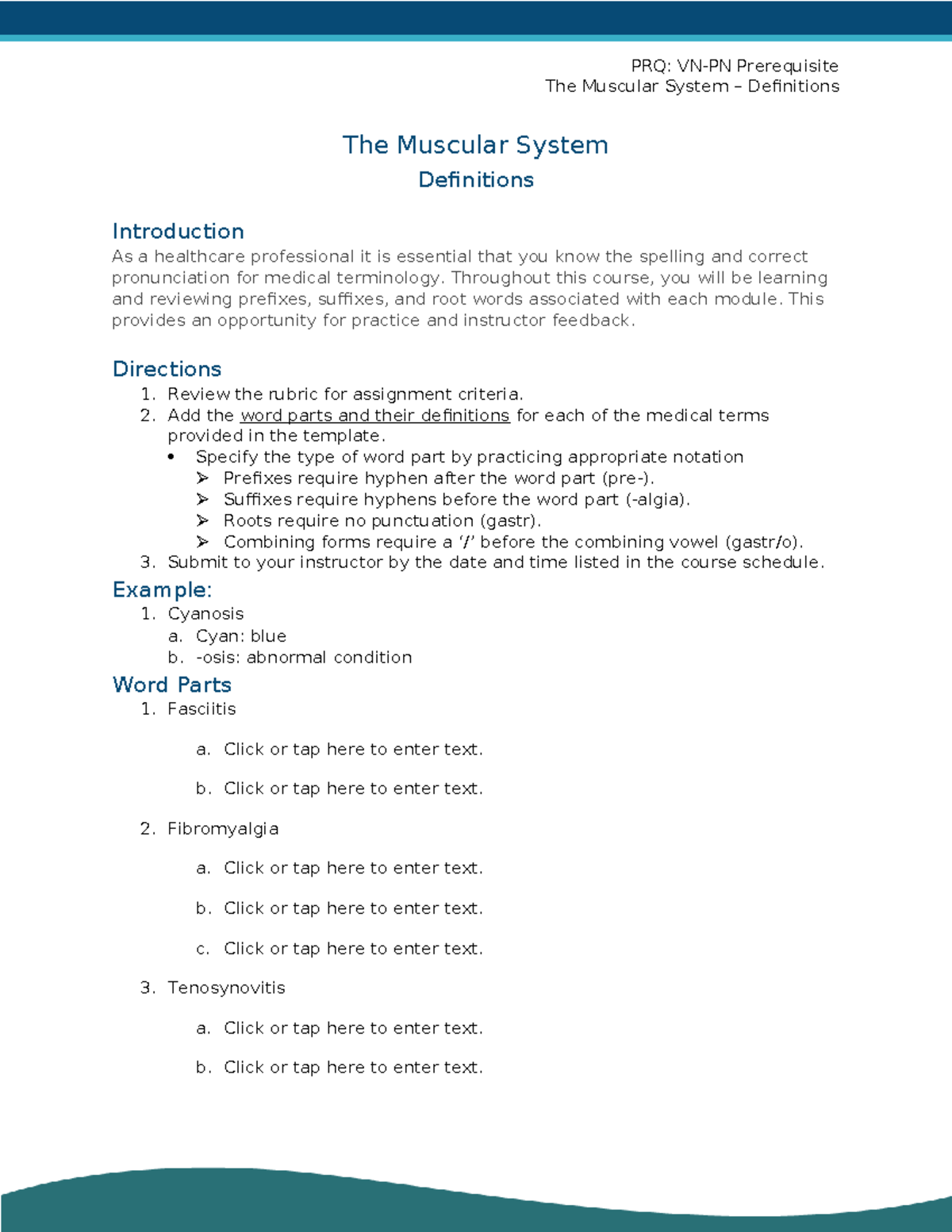 Assignment Definitions (Ch. 4 - Muscular System) - The Muscular System ...