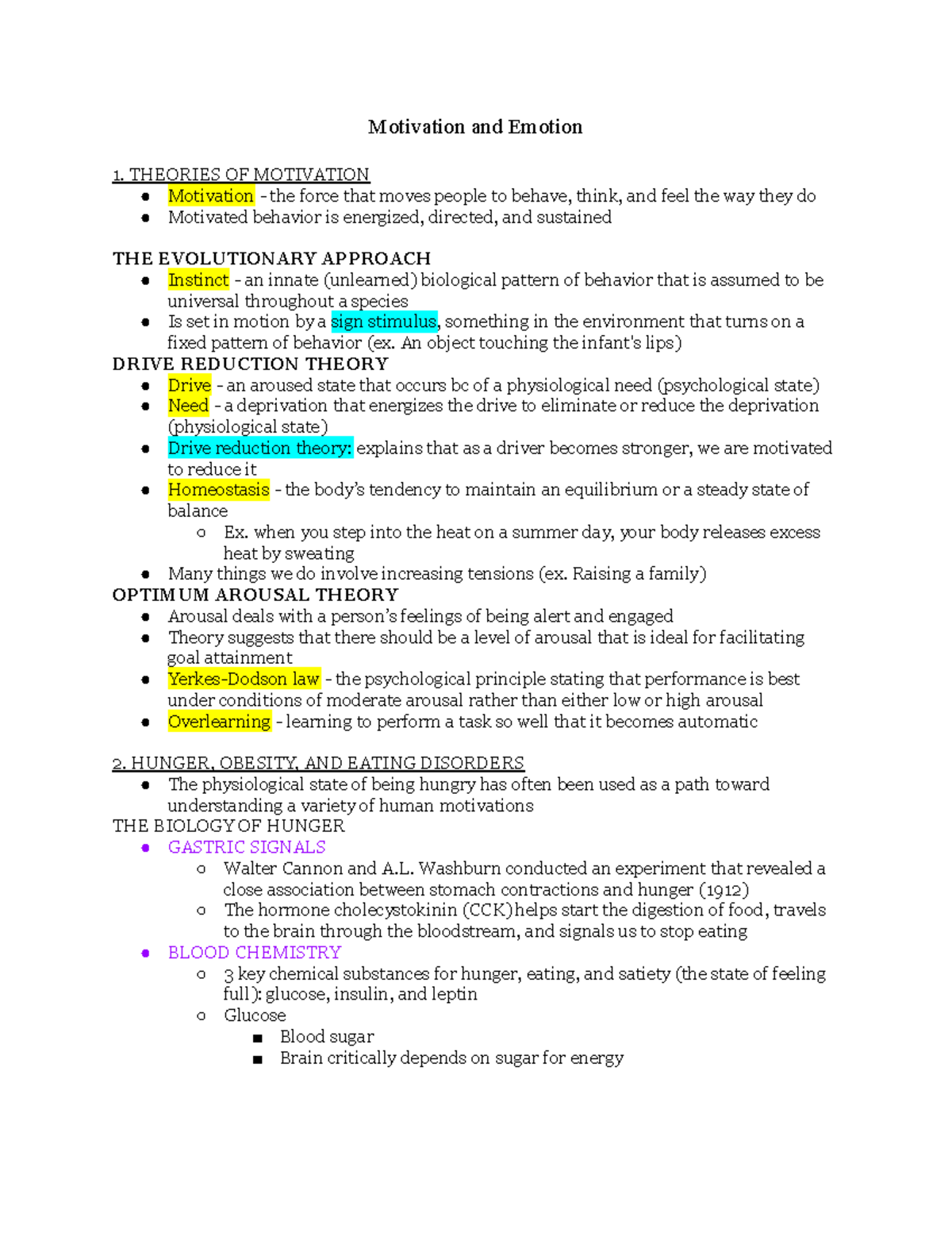 Motivation And Emotion - THEORIES OF MOTIVATION Motivation - the force ...