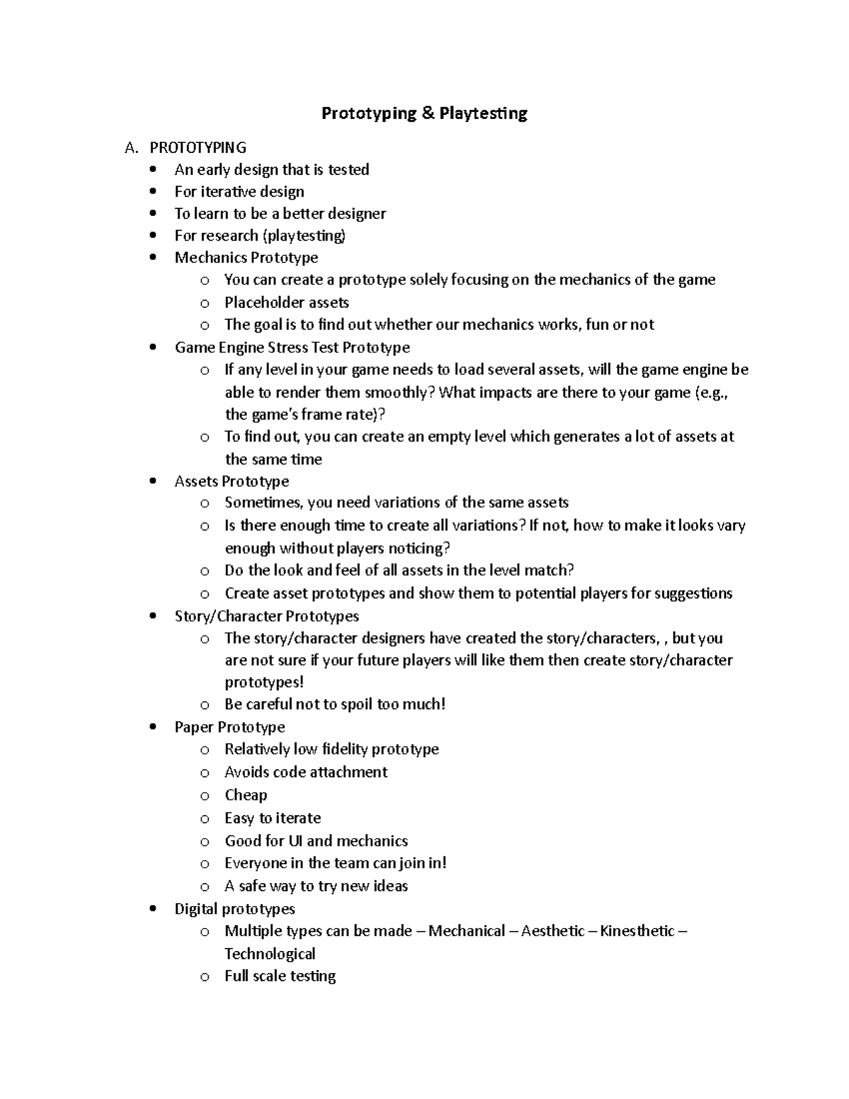 Prototyping Playtesting - Prototyping & Playtesting A. PROTOTYPING An ...
